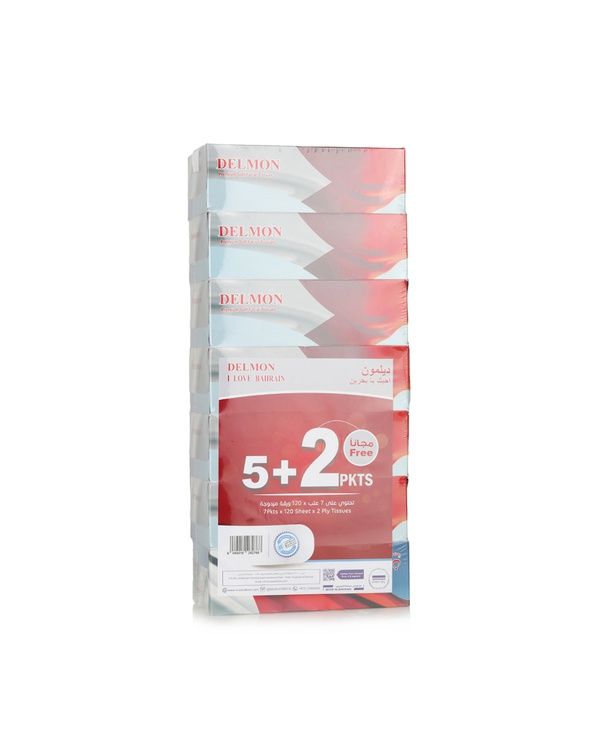 Buy Delmon I Love Bahrain Facial Tissue 5+2 Promo 120 Sheets Online in ...