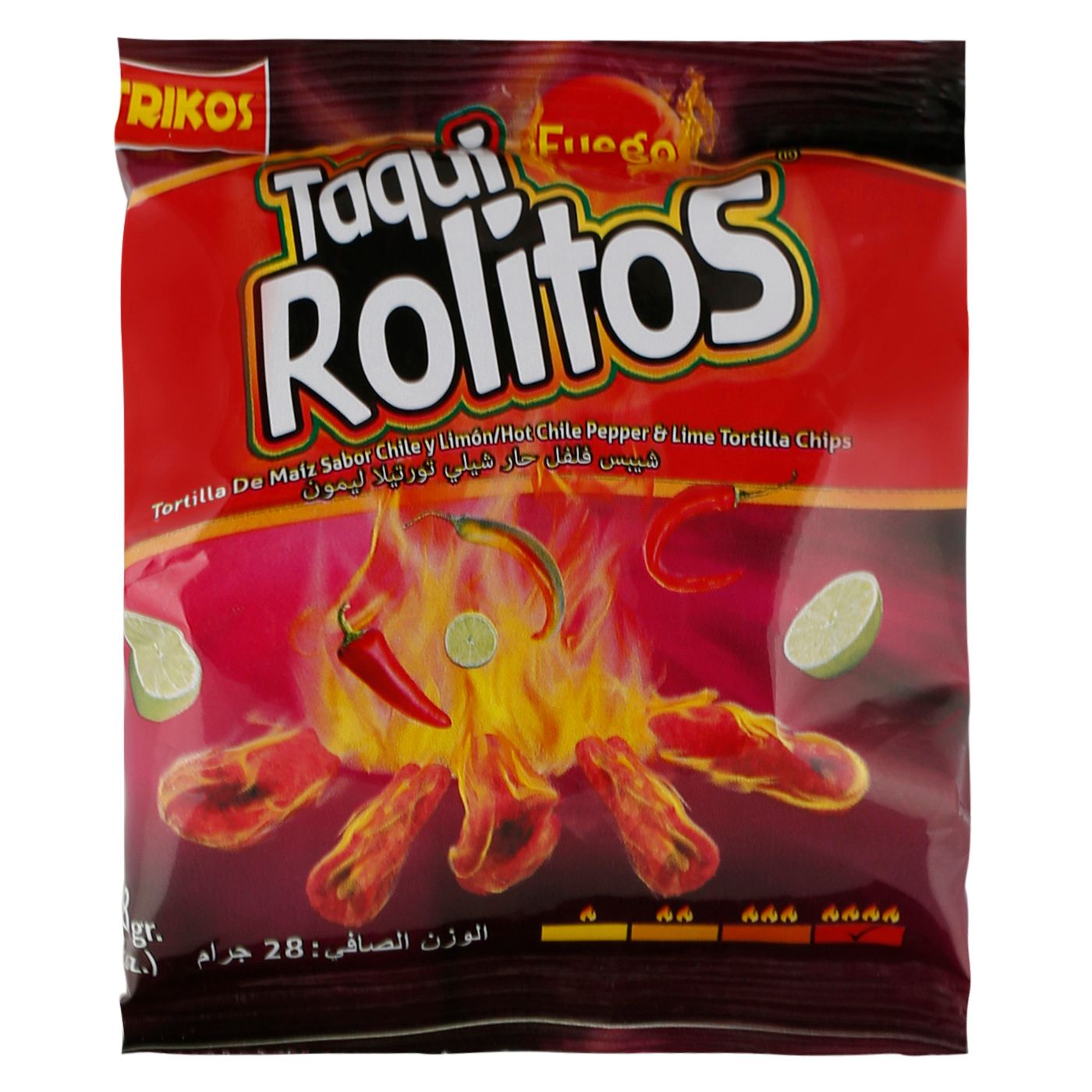 Buy Taqui Rolitos Fuego Hot Chilli Pepper & Lime Tortilla Chips, 28g ...