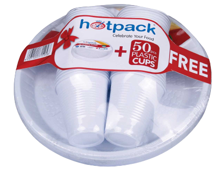 Buy Hotpack Plastic Plate 10” 25 Pcs + Plastic Cup 6 Oz 50 Pcs Online ...
