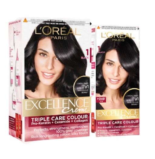 Buy L'oreal Excellence Creme Hair Color - 1 Black Twin Pack Online in ...