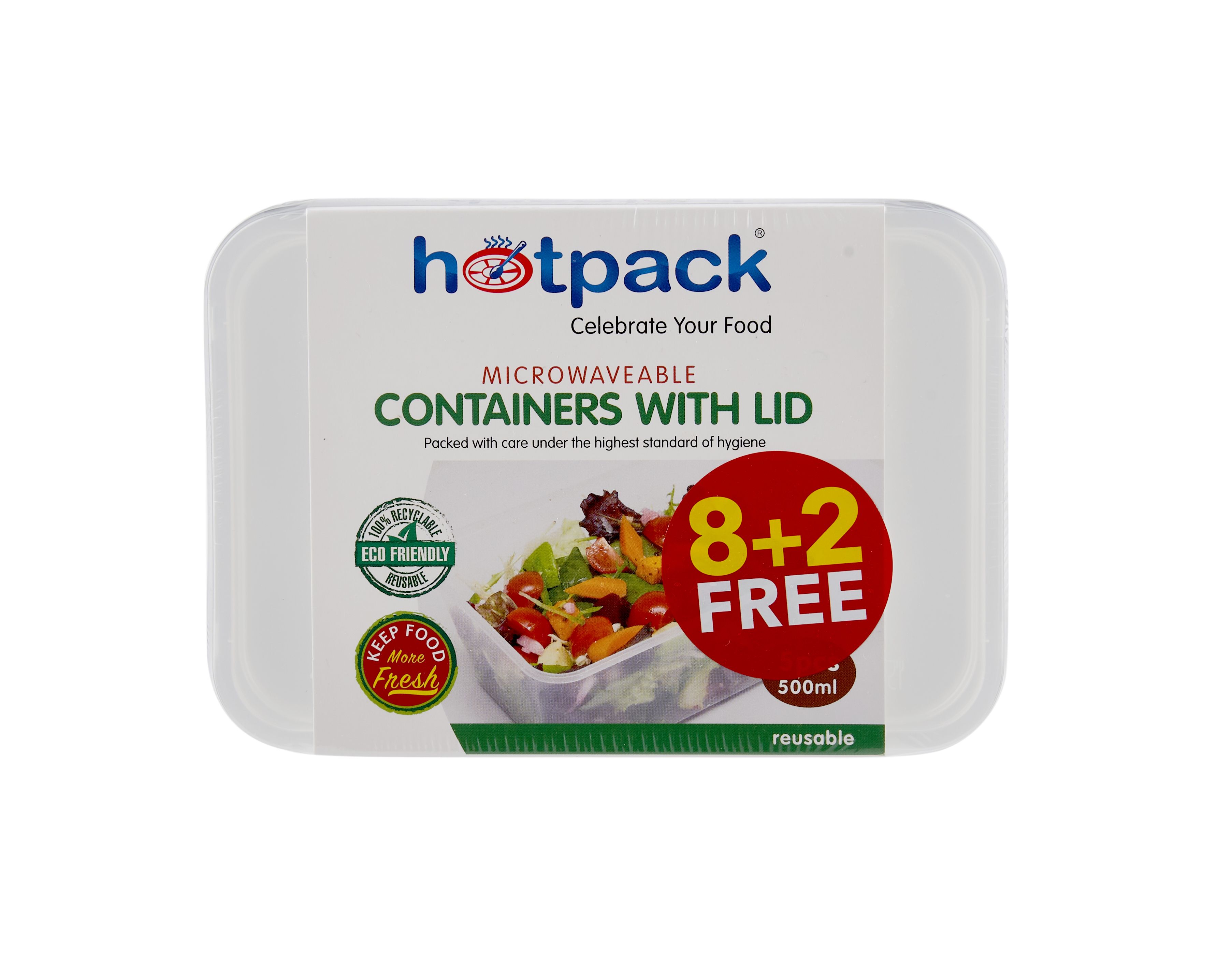 Buy Hotpack Microwavable Container with Lid Rectangular 500 ml 8 + 2 Free Online in Oman ...