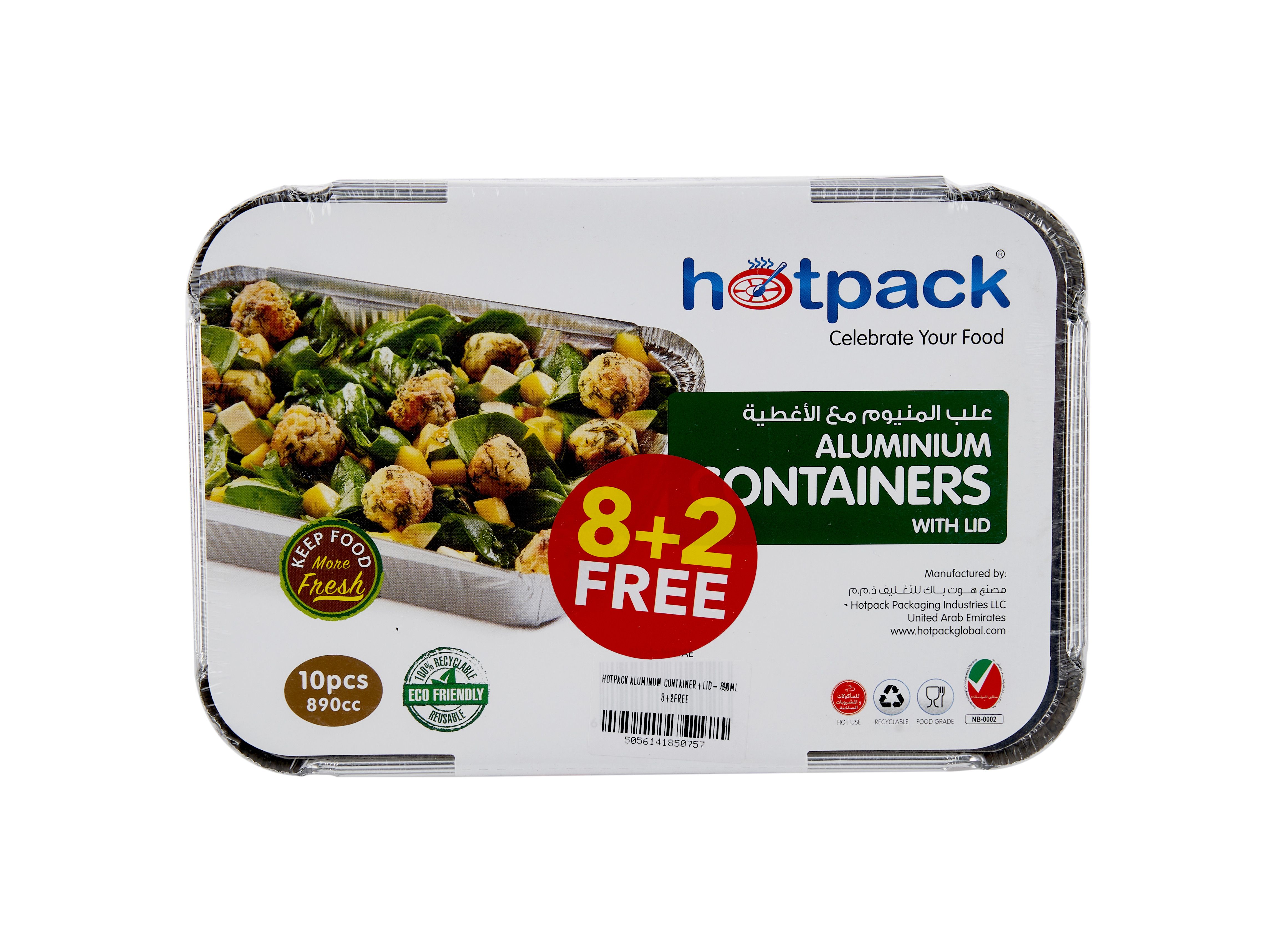Buy Hotpack Disposable Aluminium Container with Lid 890 ml 8 + 2 Free ...