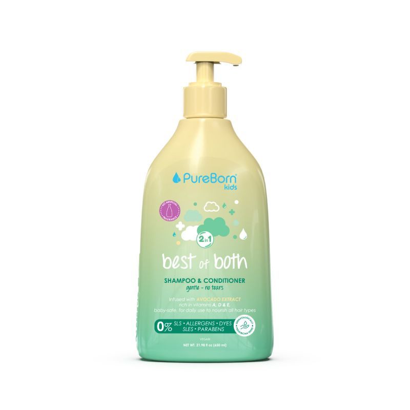 Buy Pureborn 2 In 1 Shampoo & Conditioner Kids 650 ml Online in Bahrain ...