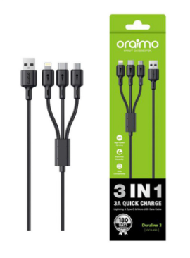 Buy Oraimo Data Cable Duraline 3In1 Black, 1 Piece Online in Bahrain ...