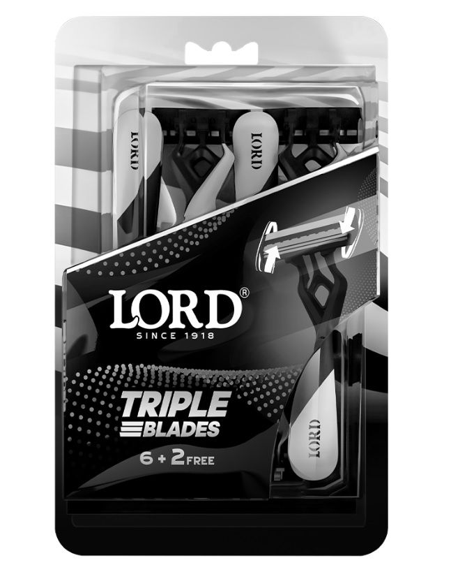 Buy Lord Triple Blades Disposable Razors with Rubber Handle for Men, 6 ...