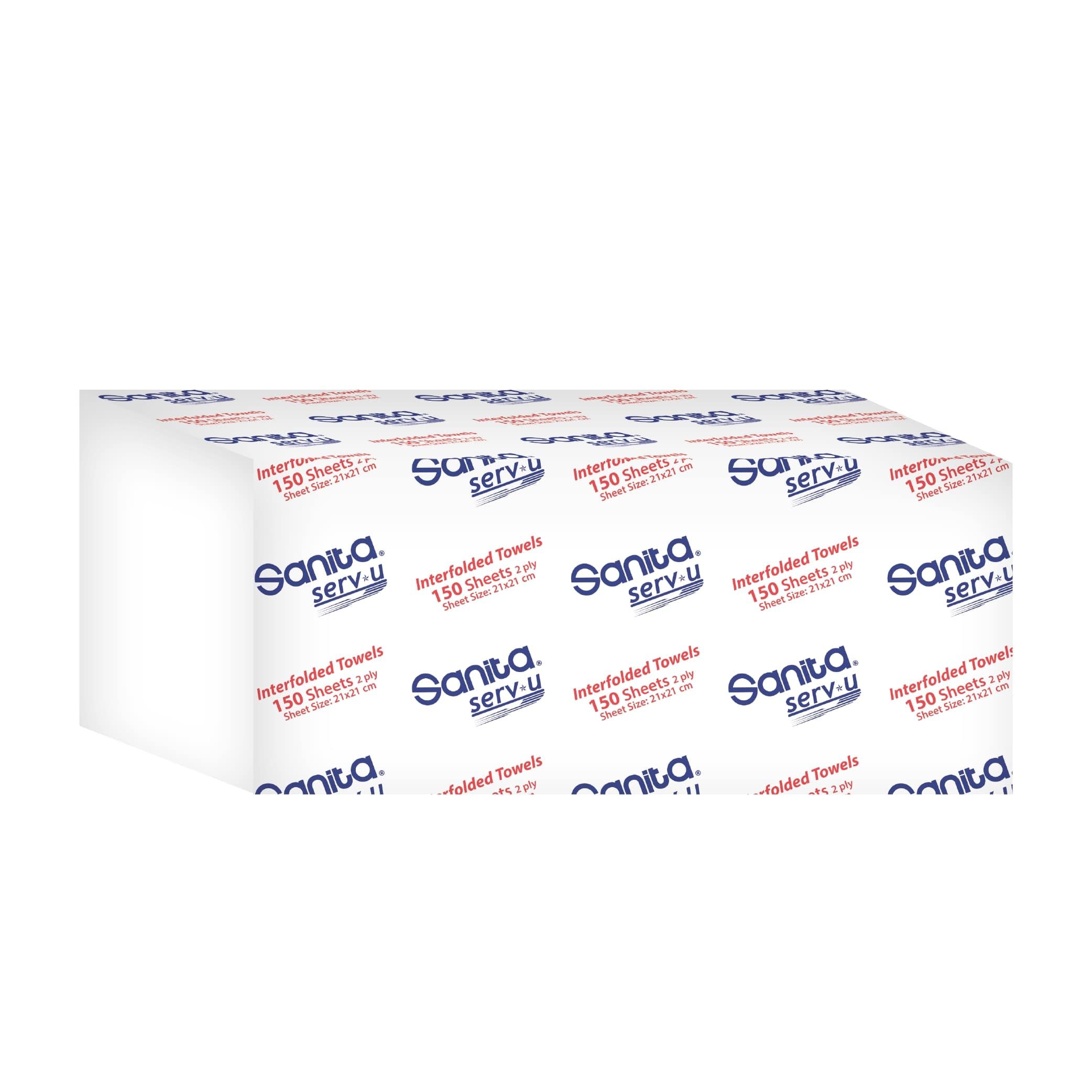 Buy Sanita Serv U Interfold 2 Ply Towel Tissue, 21x21cm, 150 Sheets ...