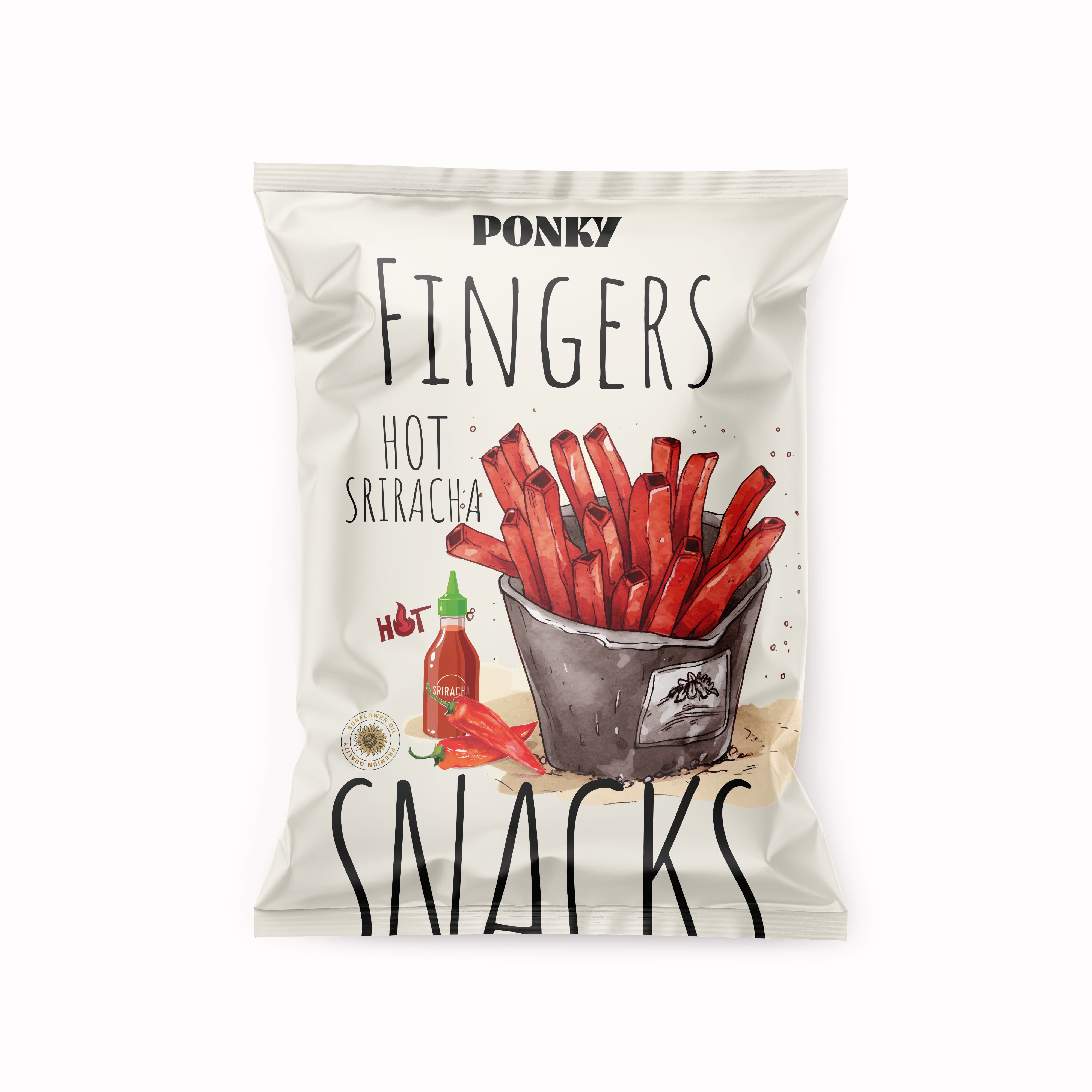 Buy Ponky Hot Sriracha Fingers Snack, 60g Online in Egypt | Talabat Egypt