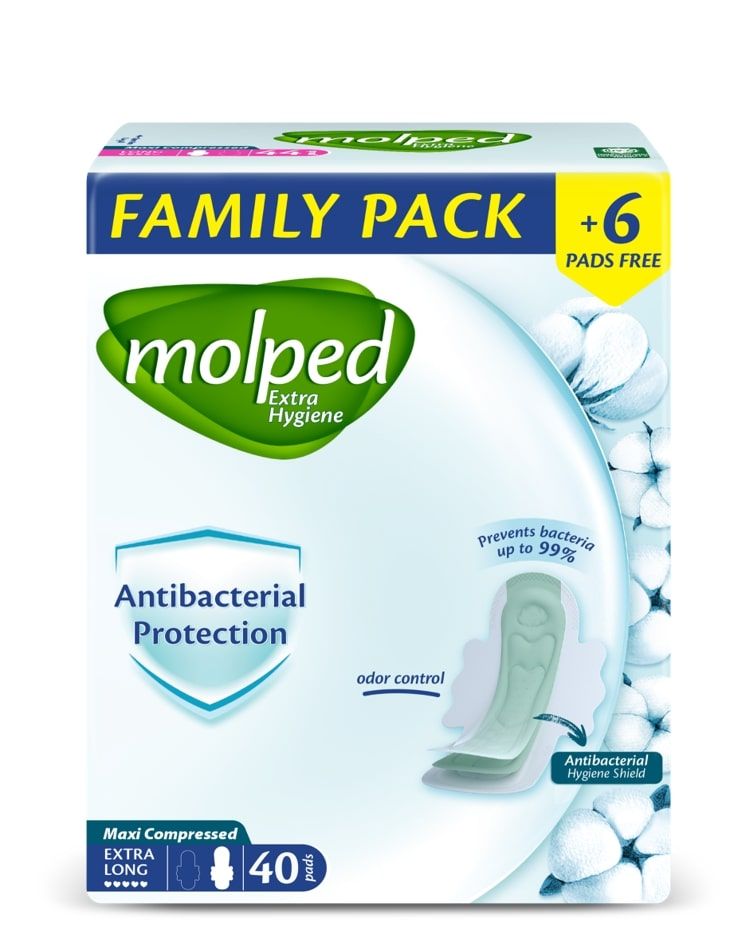 Buy Molped Extra Hygiene Extra Long Pads Family Pack, 40 Pieces Online ...