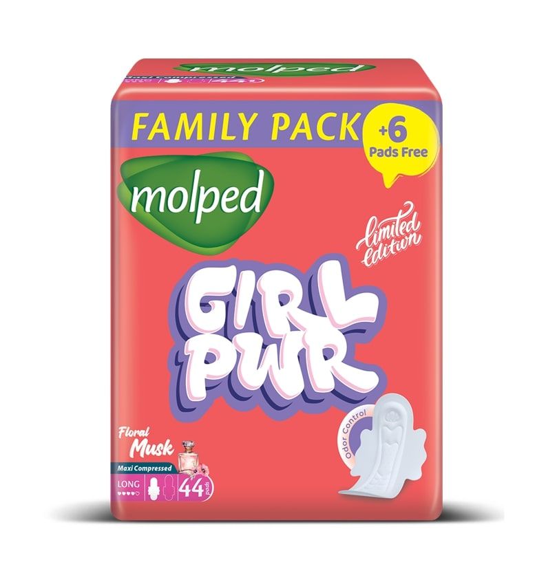 Buy Molped Extra Hygiene Long With Floral Musk, 38+6 Pads Online in ...