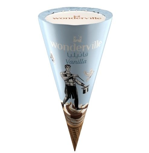Buy Wonderville Vanilla Cone Ice Cream, 105ml Online in Egypt | Talabat ...