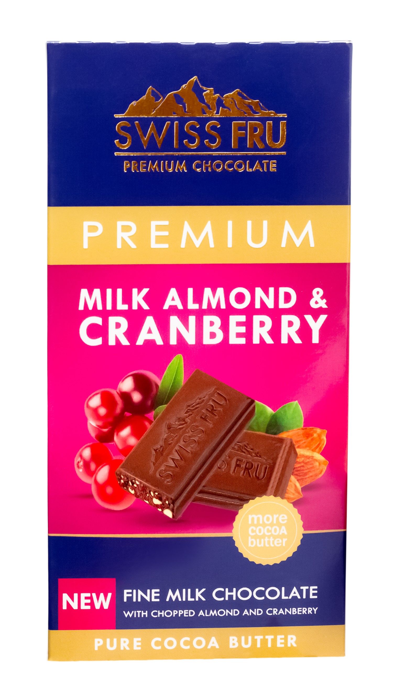 Buy Swiss Fru Milk Chocolate with Almond and Cranberry, 80g Online in ...