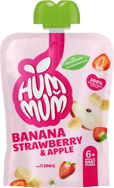 Buy Hum Mum Strawberry, Apple & Banana Baby Puree, 100g Online in Egypt ...
