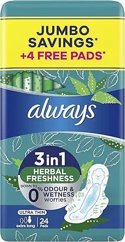 Buy Always 3In1 Herbal Freshness Ultra Thin Extra Long Sanitary Pad ...