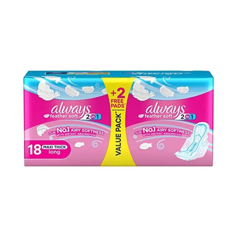 Buy Always 2 in 1 Airy Softness & Protection Long Sanitary Pads, 20 ...