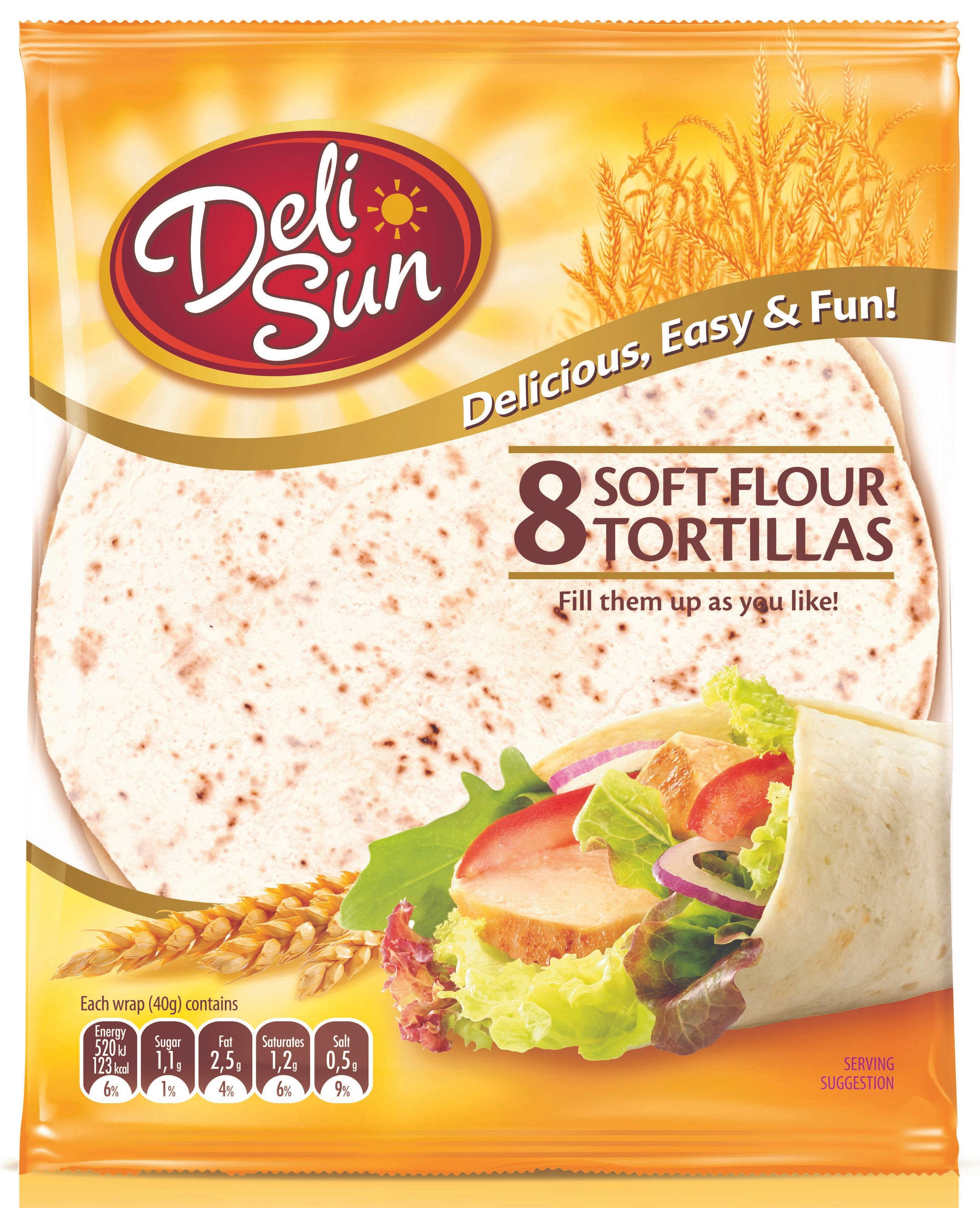 Buy Deli Sun Soft Tortilla Wraps - Medium, 18.5cm, 8 Pieces Online in ...