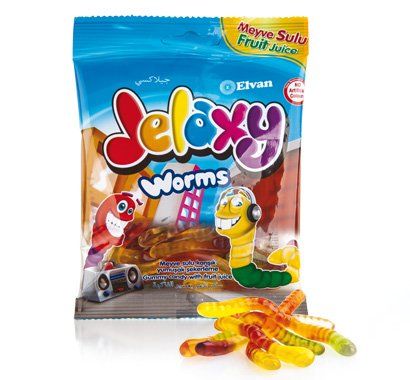 Buy Elvan Jelaxy Gummy Candy with Fruit Juice Worms, 80g Online in ...