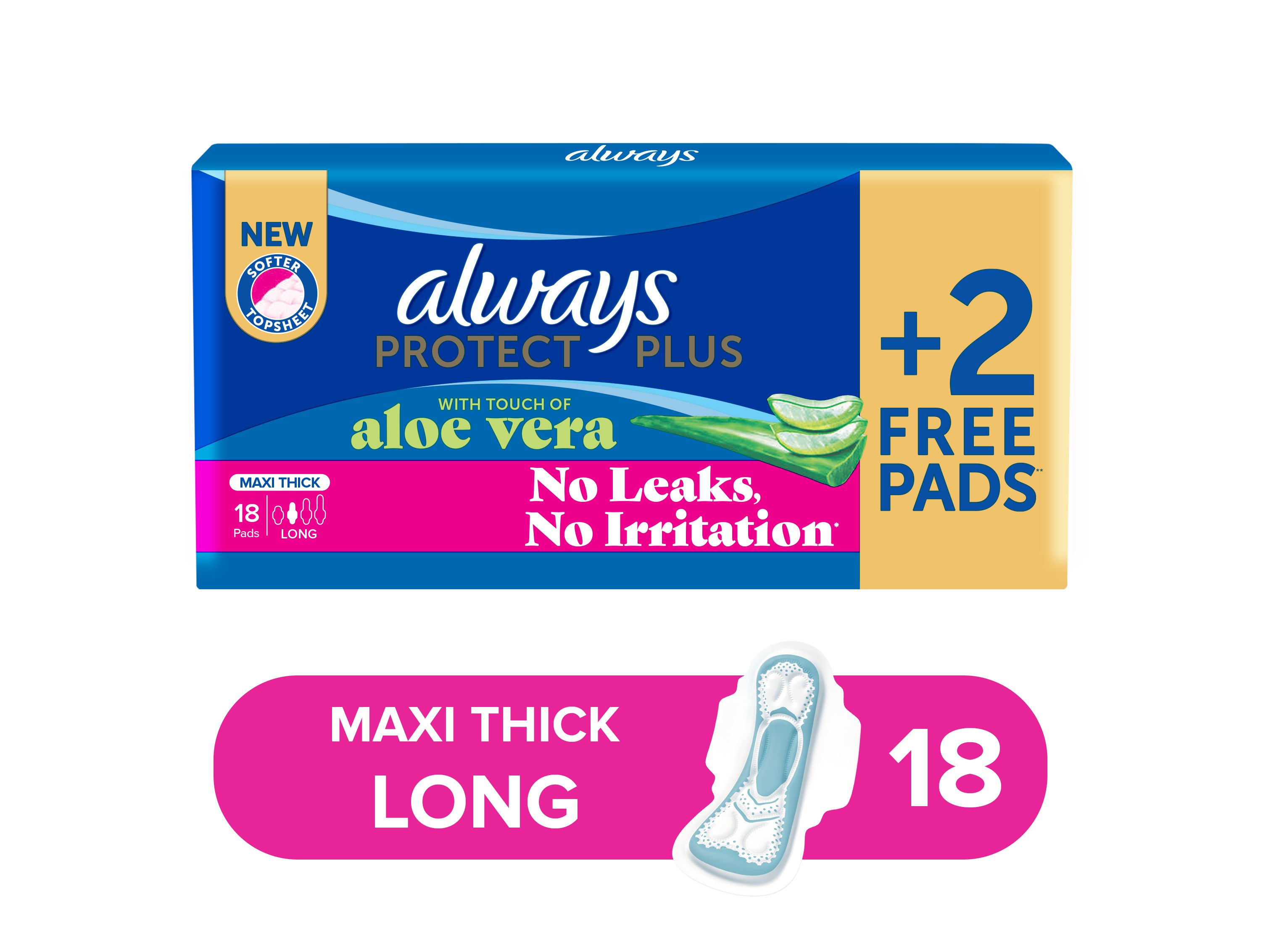 اشترِ Always Protect Plus with aloe vera Long Pads 18 Pads أونلاين في ...