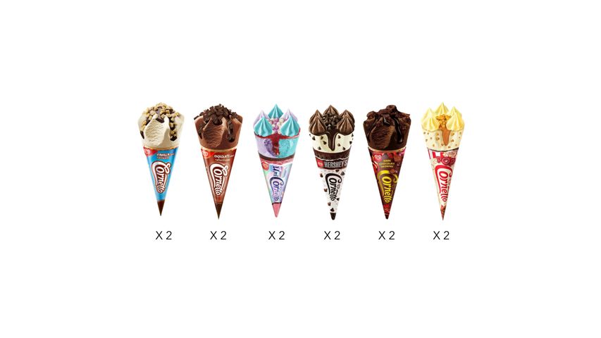 Wall's Cornetto Ice Cream Party Set 12pcs Vanilla/Chocolate/Unicornetto ...