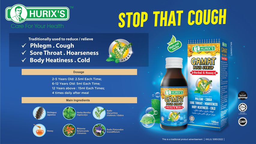 Hurix's Gamat Plus Syrup 100ml delivery near you | foodpanda Malaysia