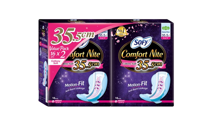Sofy Comfort Nite Slim Wing 35.5cm 2 Packs x 16pcs delivery near you ...