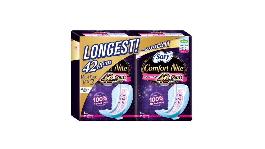 Sofy Comfort Nite Slim Wing 42.5cm 2 Packs x 8pcs delivery near you ...