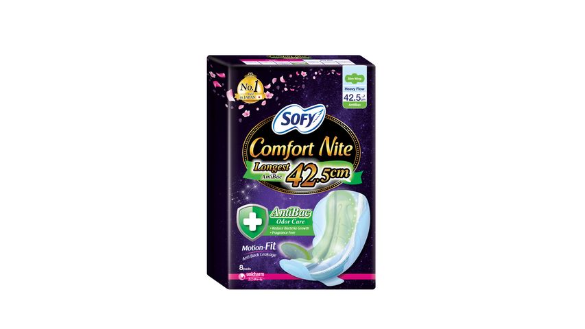 Sofy Comfort Nite Slim Wing Antibacterial 42.5cm 8pcs delivery near you | foodpanda Malaysia