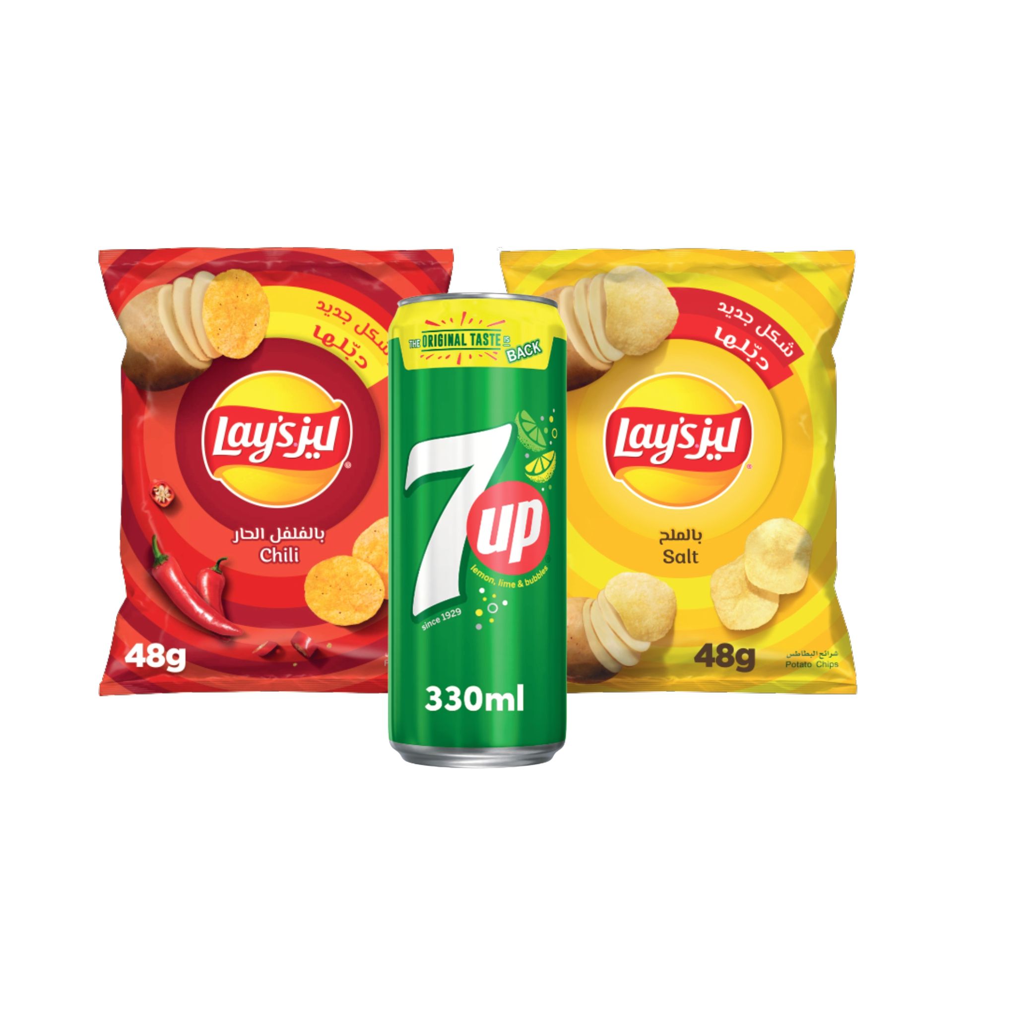 Buy 7up 330ml + Lay's salt + Lay's Chilli Online in Oman | Talabat Oman