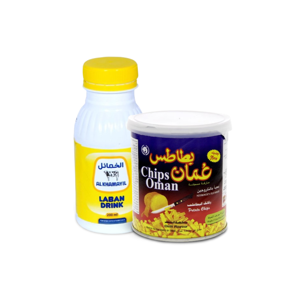 Buy Oman Chips Can 37g + Al Khamayil laban 200 ml Online in Oman ...