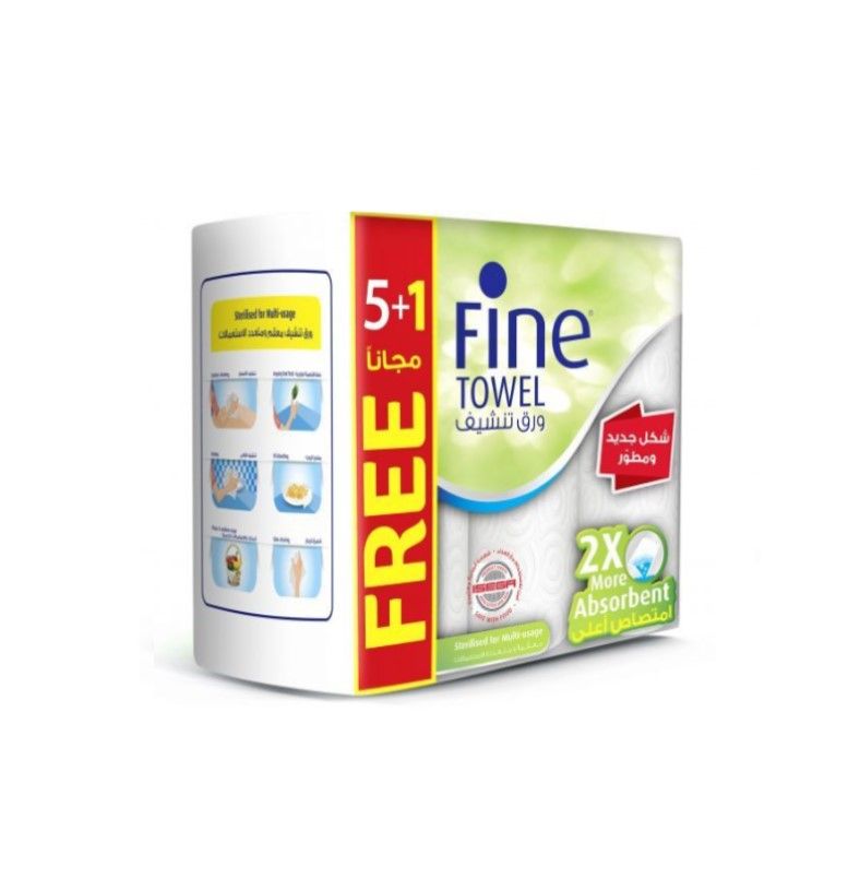 Buy Fine Super Towel Sterilized 60 Sheets x 2 Ply x 6 Rolls Online in ...