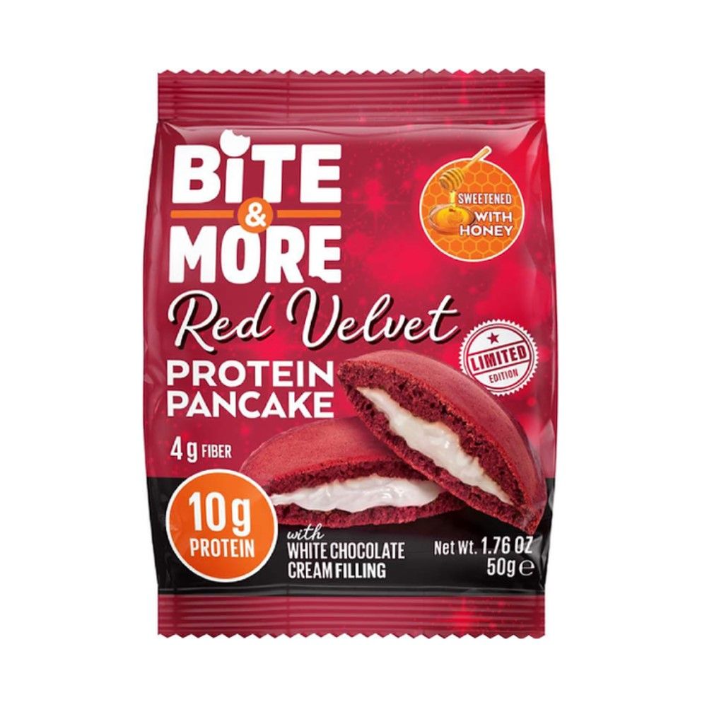 Buy Bite & More Red Velvet Protein Pancake with White Chocolate Cream ...