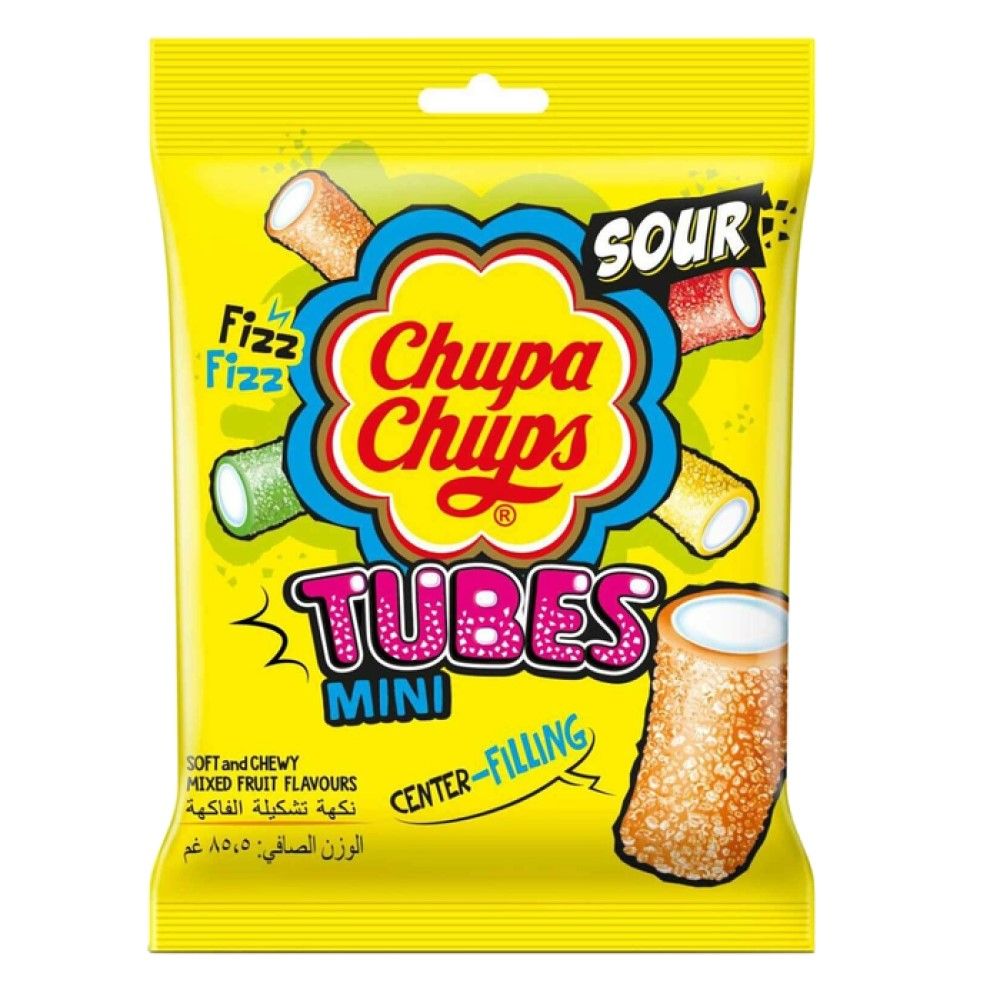 Buy Chupa Chups Sour Mini Tubes Mixed Fruit Flavours Chewy Candy, 85.5g ...