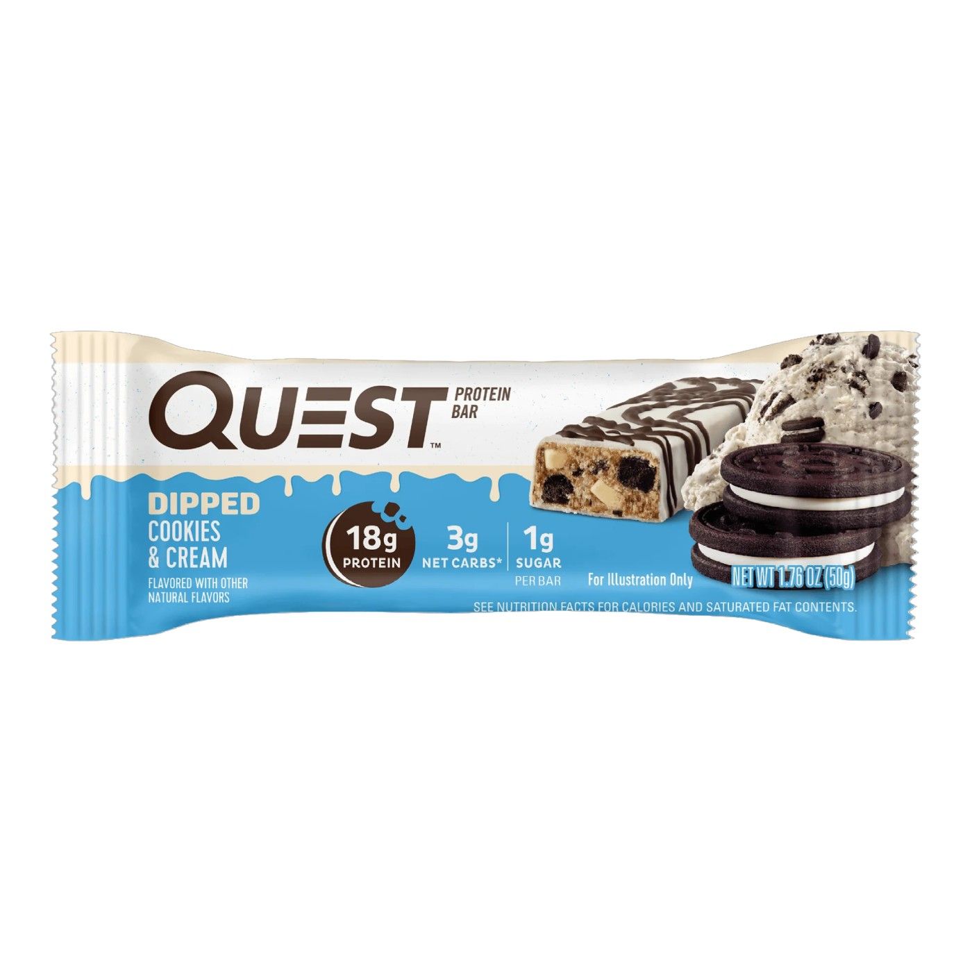 Buy Quest Protein Bar Dipped Cookies & Cream 50 G Online in Kuwait ...