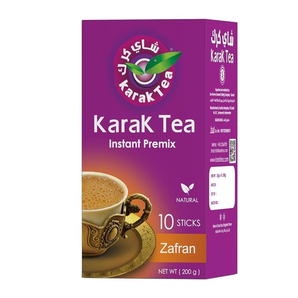 Buy Karak Tea Instant Premix Zafran Flavored Tea Sticks, 10x20g Online ...