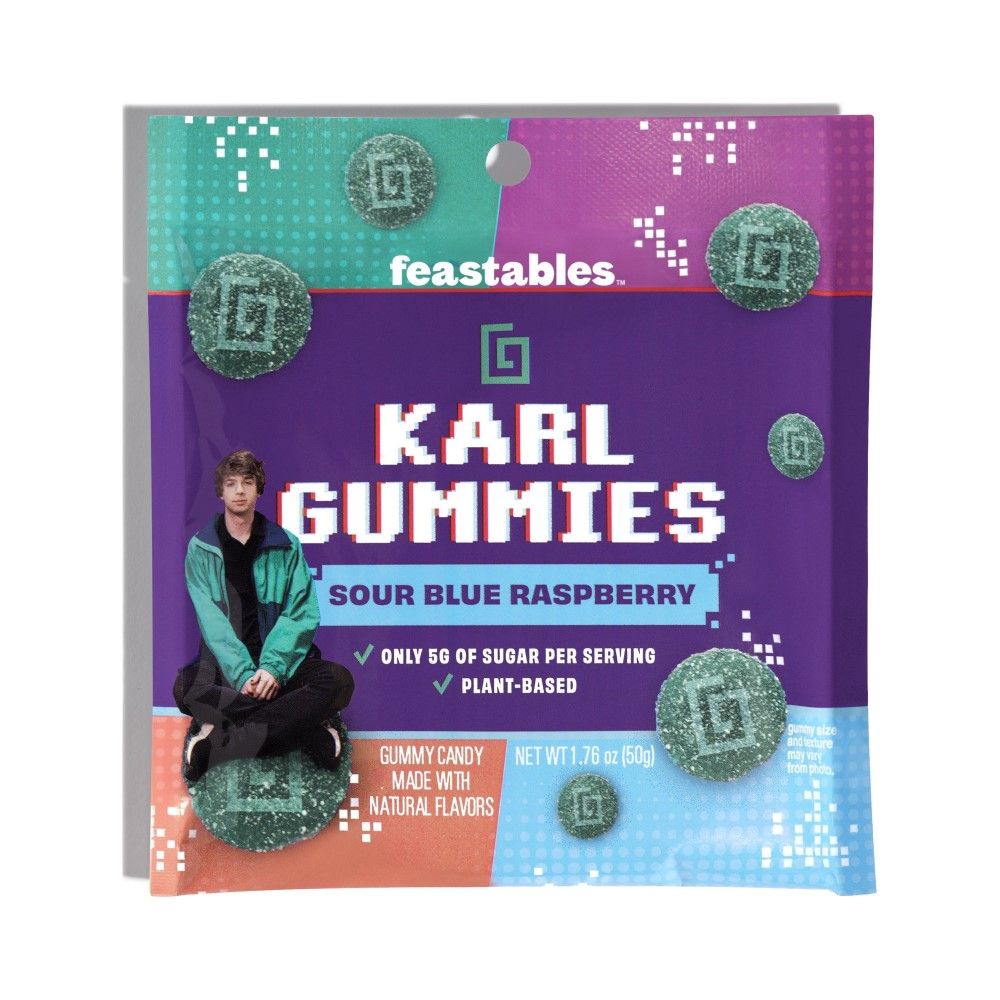 Buy Feastables Karl Gummies Sour Blue Raspberry Gummy Candy, 50g Online ...