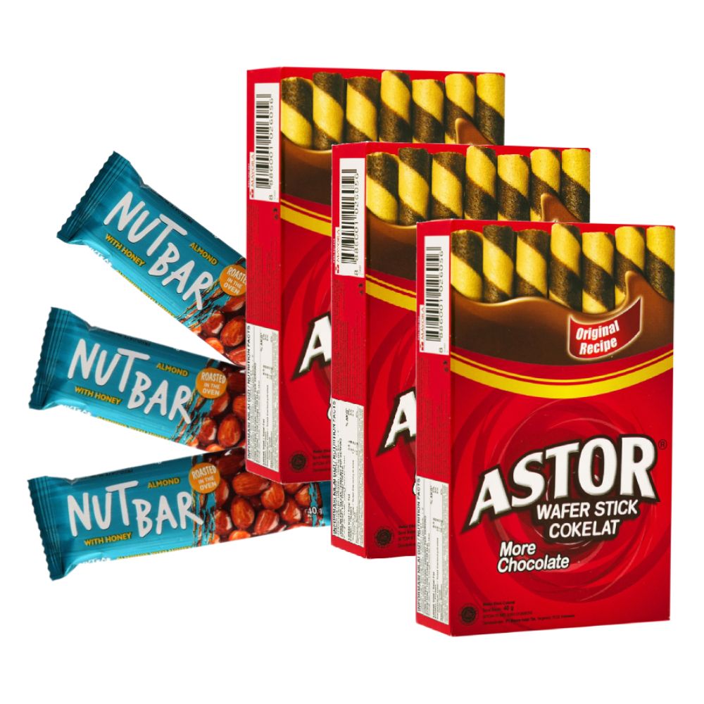 اشترِ Astor Chocolate Wafer Roll 40g x 3 + Cretamel Almond with Honey ...