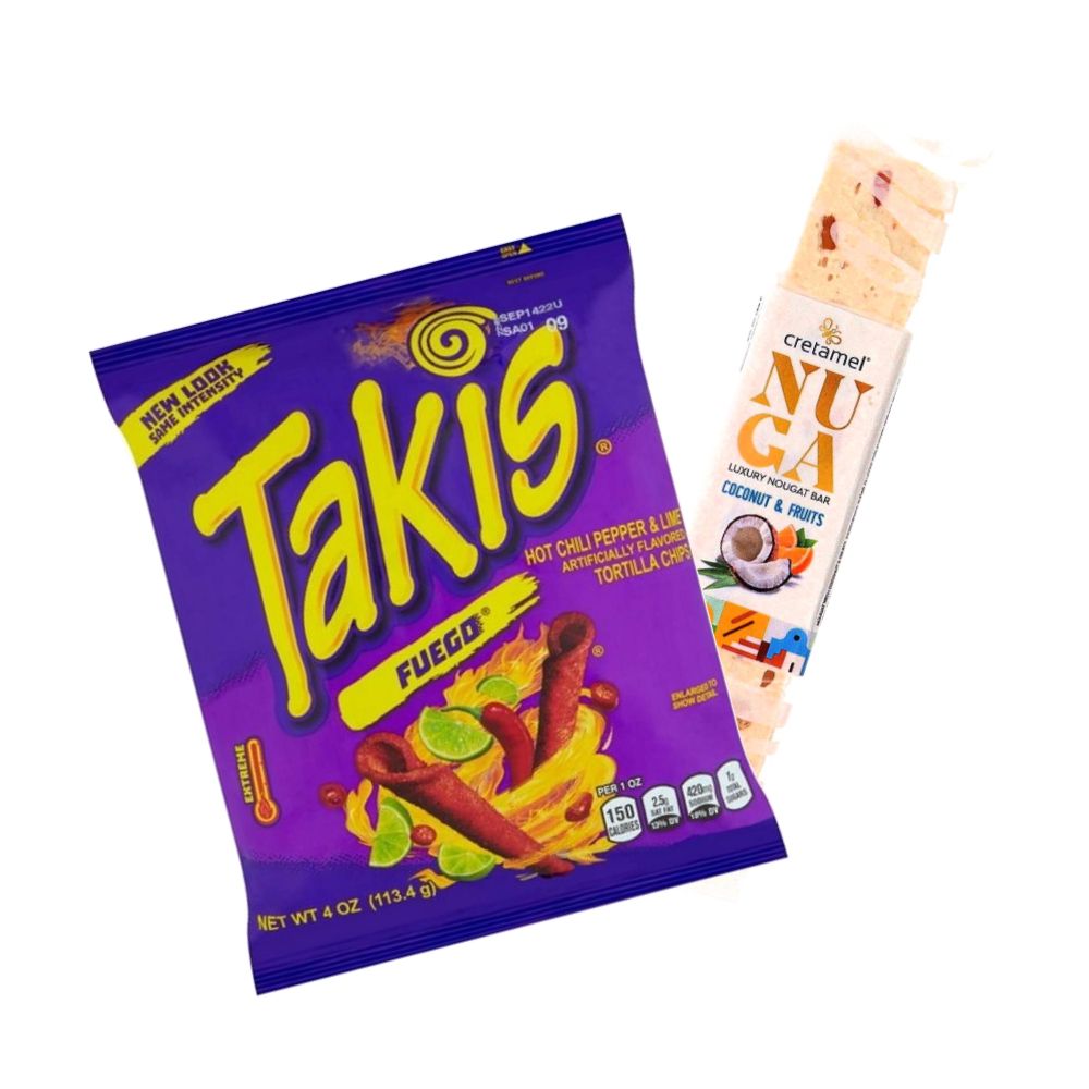 اشترِ Takis Fuego 113g + Cretamel Nuga Luxury Nougat Bar with Coconut ...