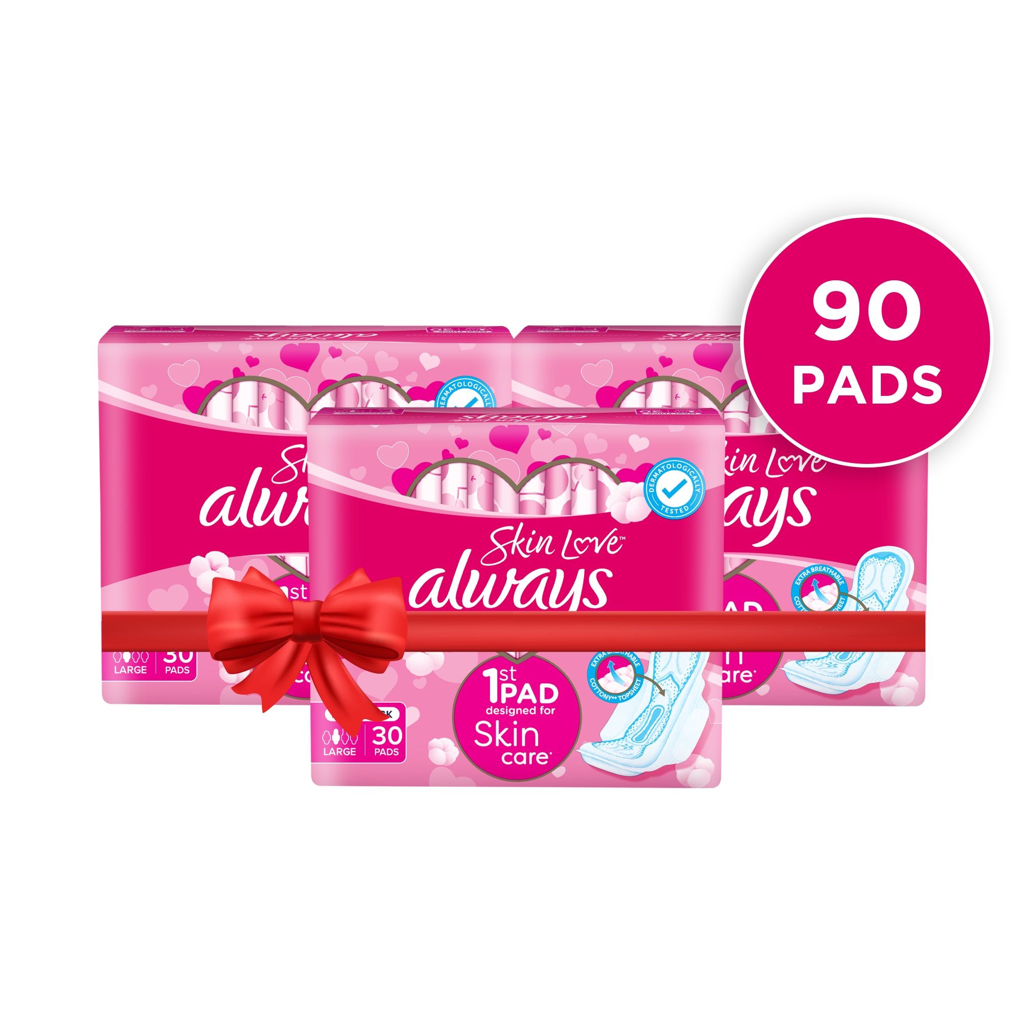 Buy Always Skin Love Feminine Pads, Maxi Thick Lare 30 Pads x 3 pcs ...