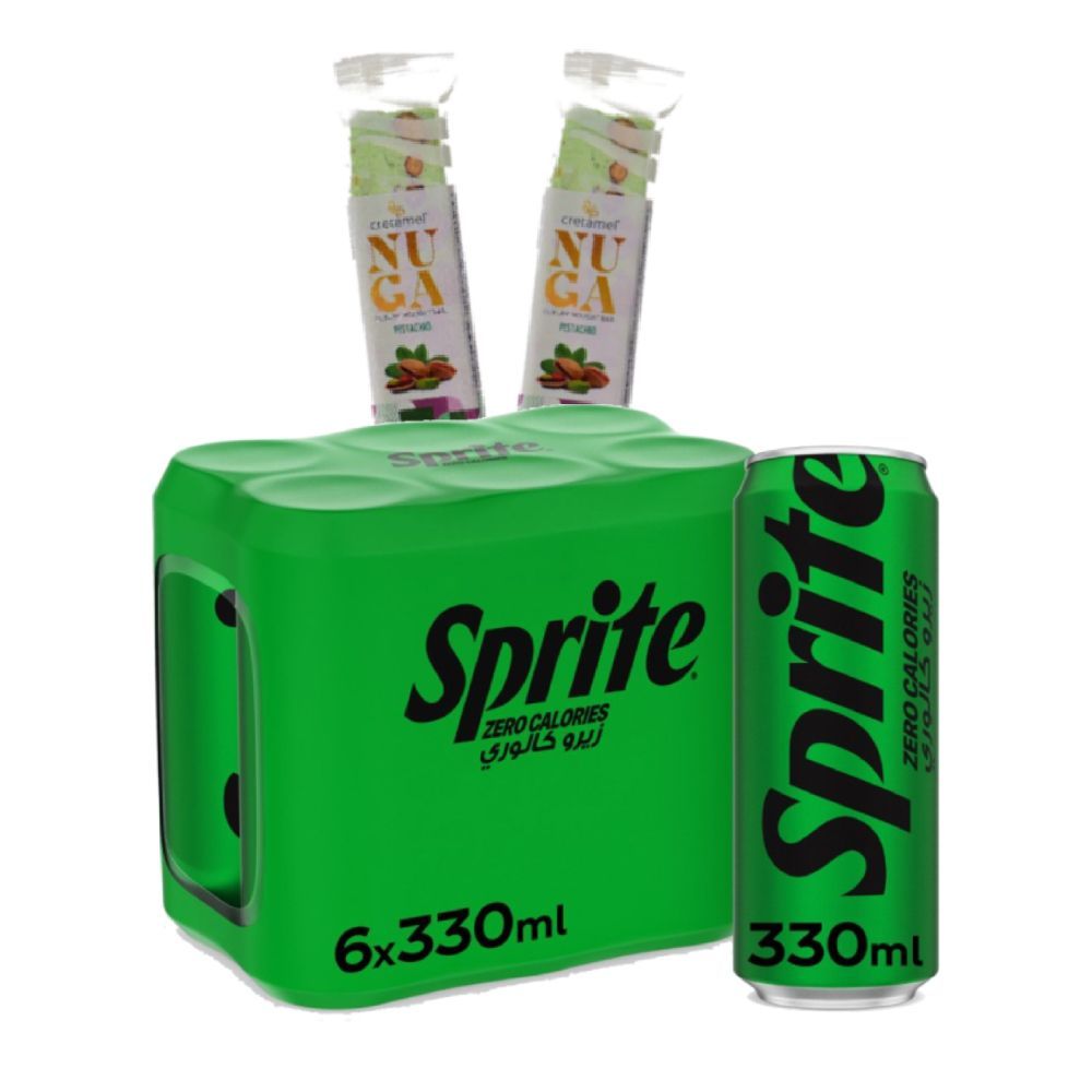 اشترِ Sprite Zero Soft Drink 330 ml x 6 + Cretamel Nuga Luxury Nougat Bar with Pistachio 70g x 2 ...