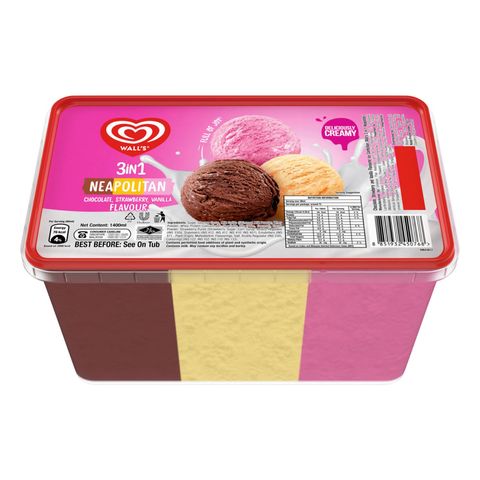 Wall's Tub 3 in 1 Neapolitan 1.4L delivery near you | foodpanda Malaysia