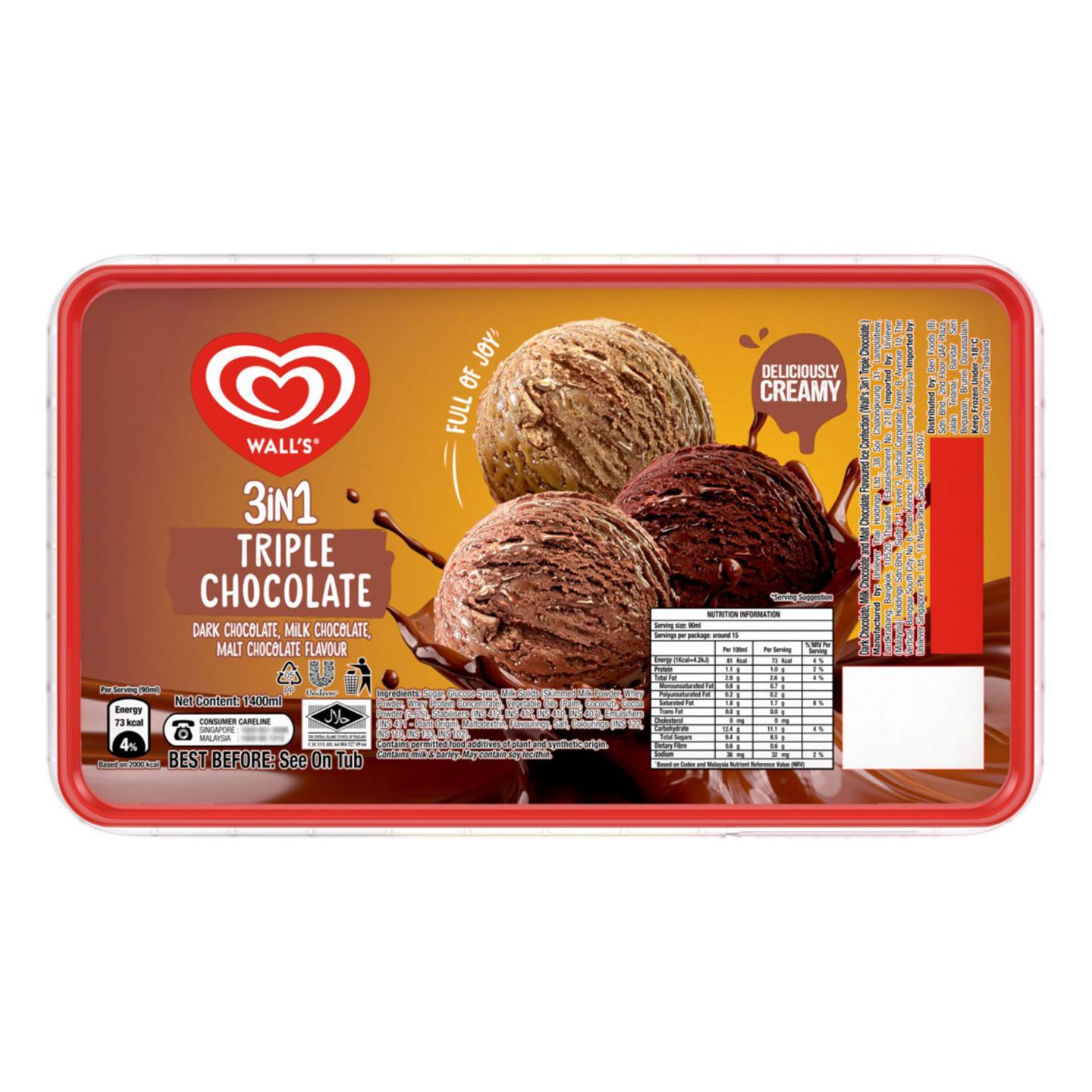 Wall's Tub 3 in 1 Triple Chocolate 1.4L delivery near you | foodpanda ...