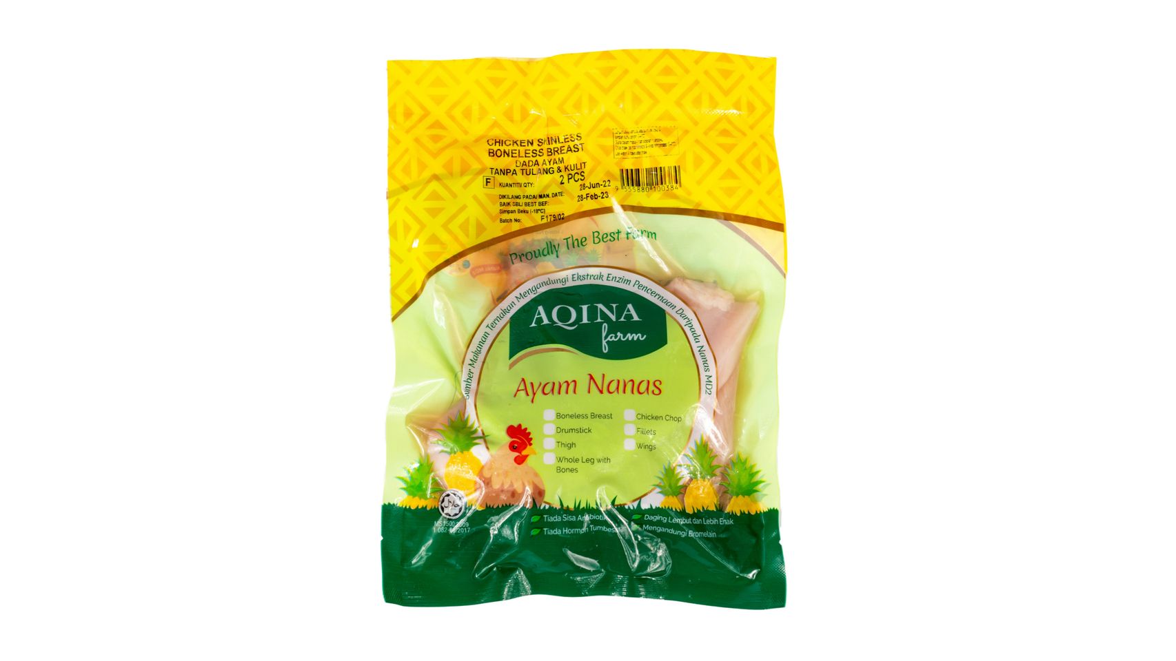 Aqina Farm Pineapple Chicken Skinless Boneless Breast (2pcs) Frozen ...