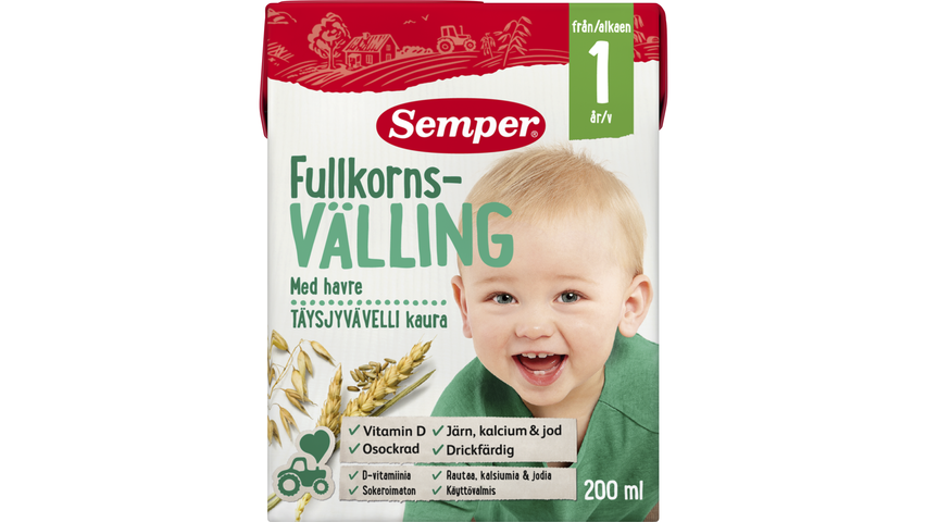 Semper Fullkornsvälling 1 År Drf 200ml - Köp online - foodora.se