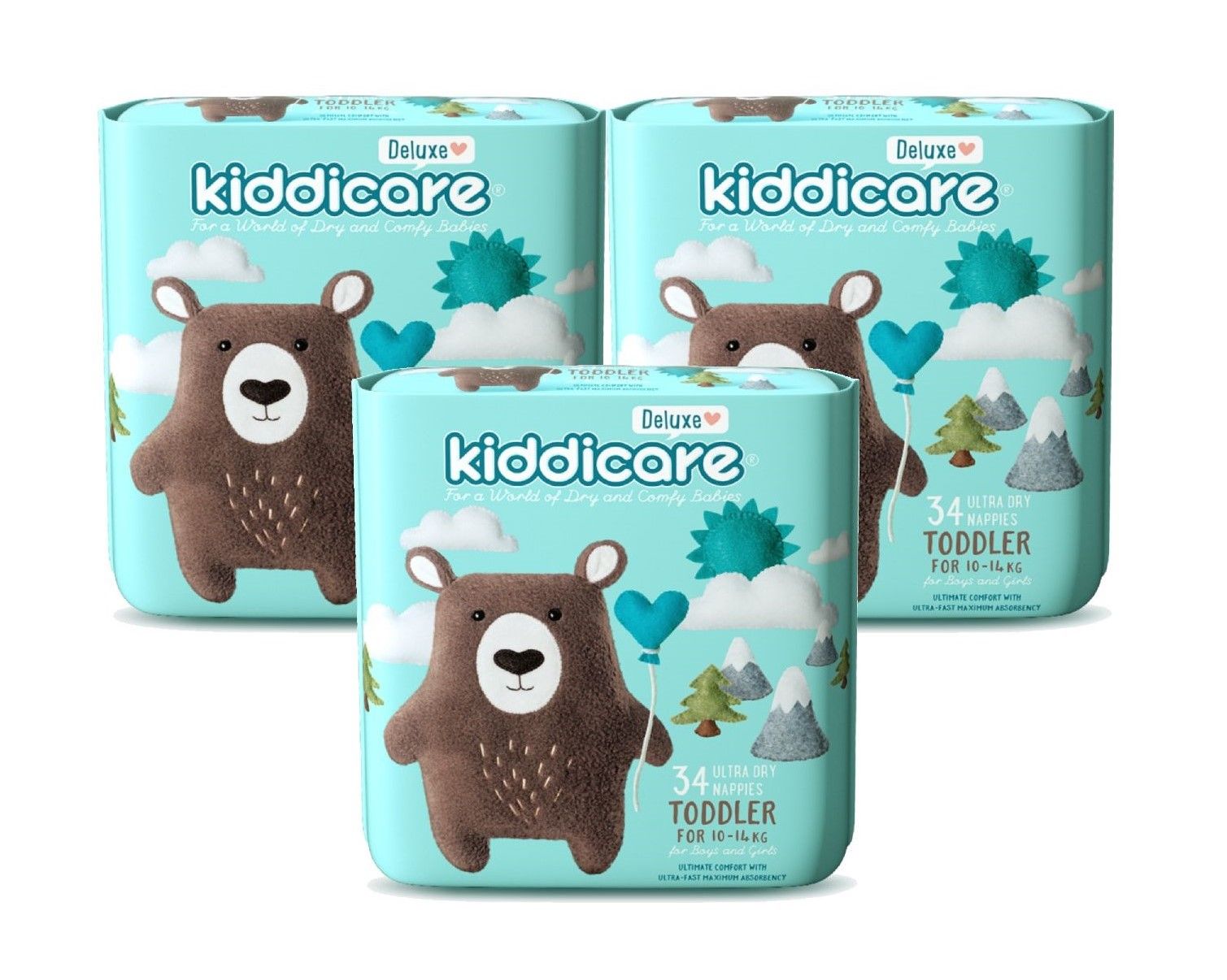 Buy Kiddicare Deluxe Toddler Nappies 34s (Size 4) x 3 Pcs Online in UAE ...