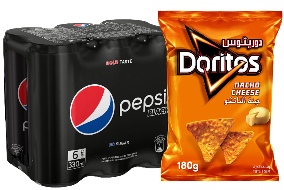 Buy Pepsi Zero Sugar Soft Drink 330ml x 6 + Doritos Nacho Cheese 175g ...