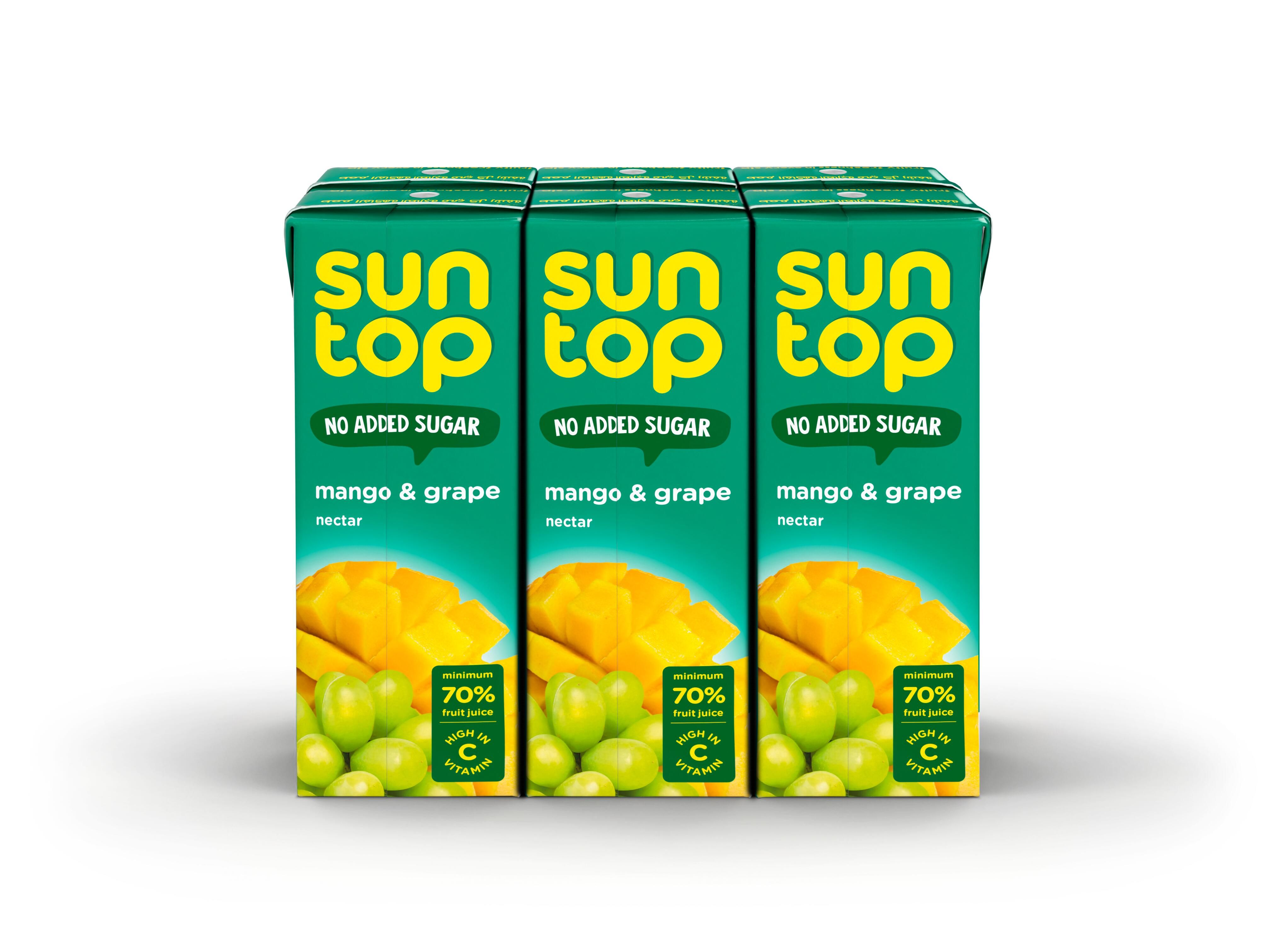 Buy Suntop Mango Grape Nectar No Added Sugar Juice Drink, 6x180ml ...