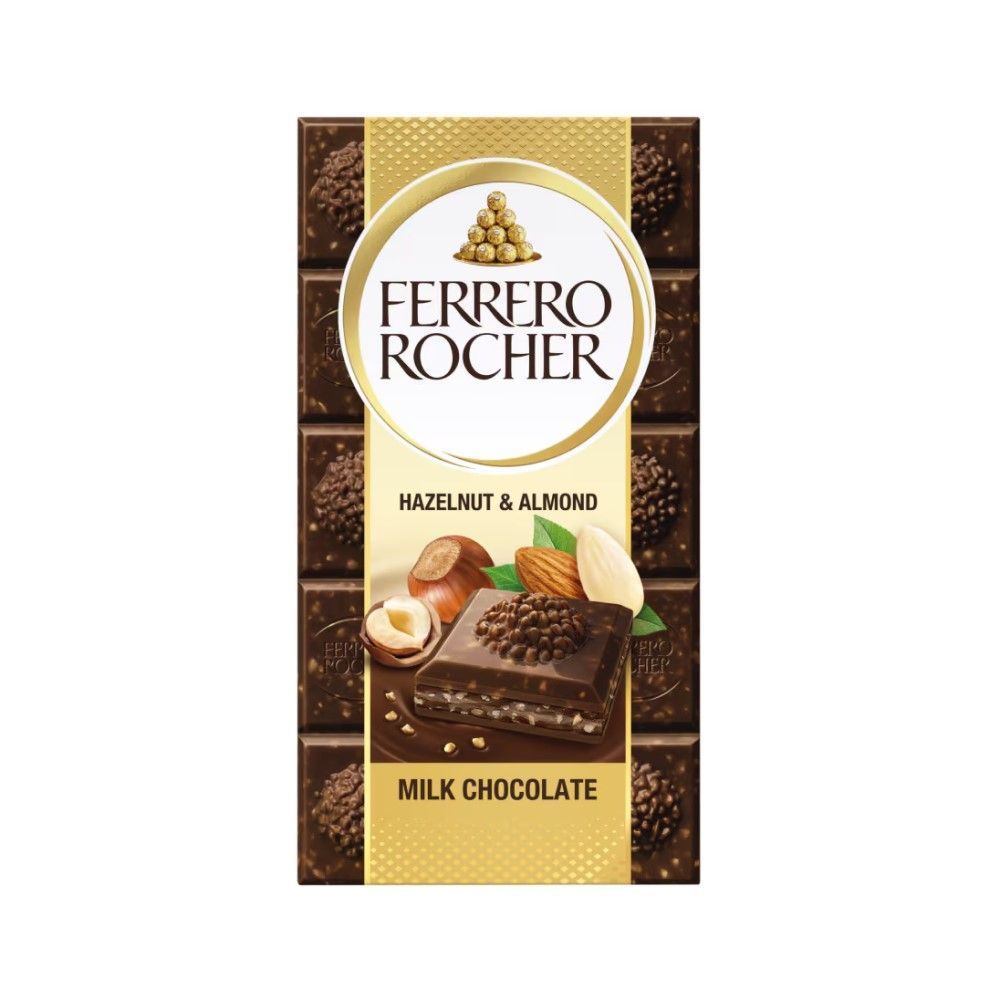 Buy Ferrero Rocher Hazelnut & Almond Milk Chocolate Tablet, 90g Online ...