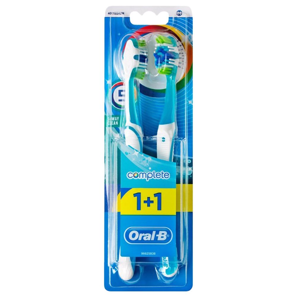 Buy Oral-B Complete 5 Way Clean Medium Manual Toothbrush Multicolour, 2 ...