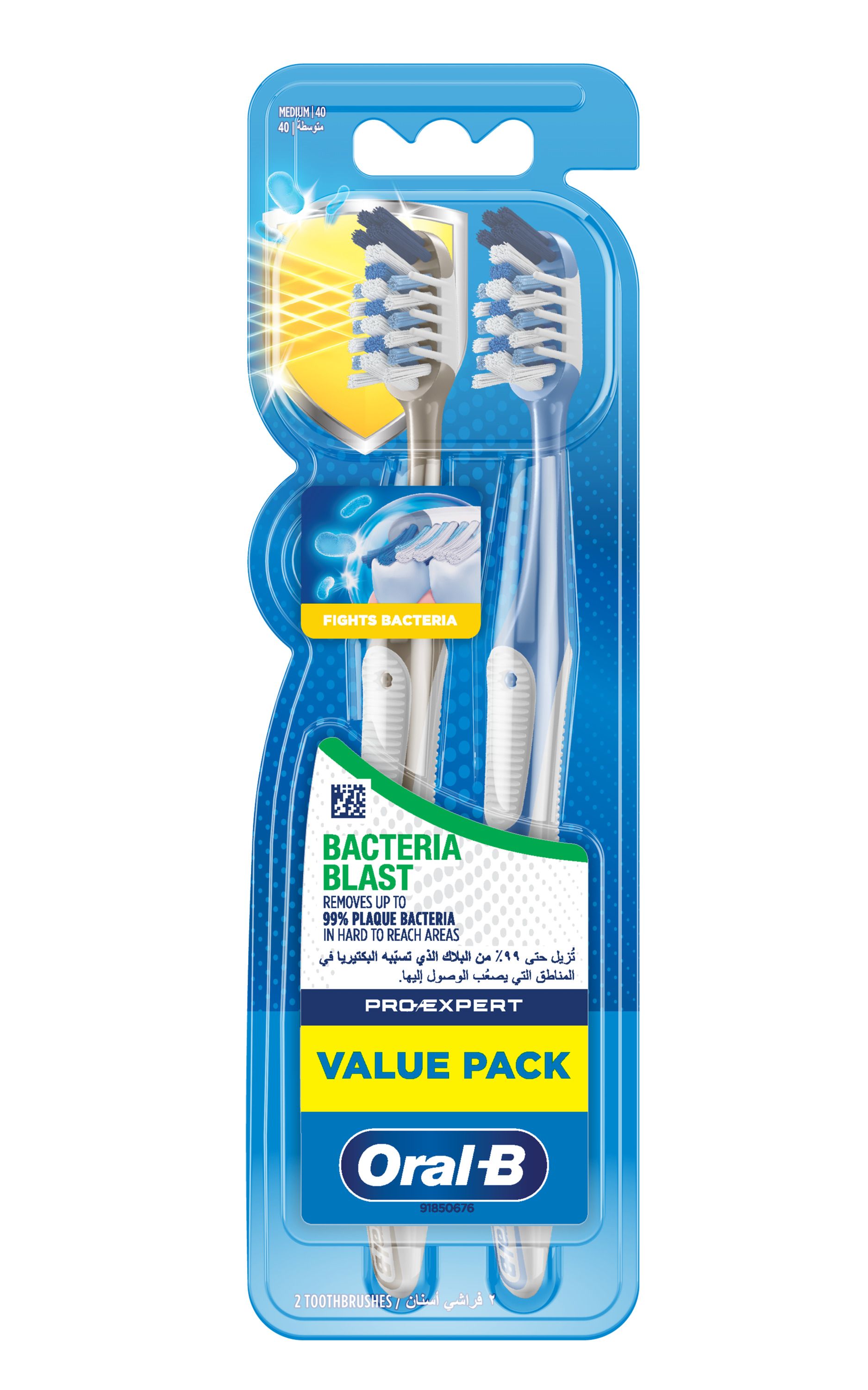Buy Oral-B Pro-Expert Bacteria Blast Manual Toothbrush, Medium, 2 ...