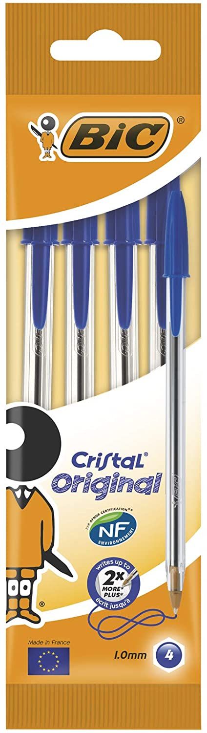 Buy Bic Cristal Original Ballpoint Pens Medium Point (1.0 mm) Blue Pack of 4 Online in UAE ...