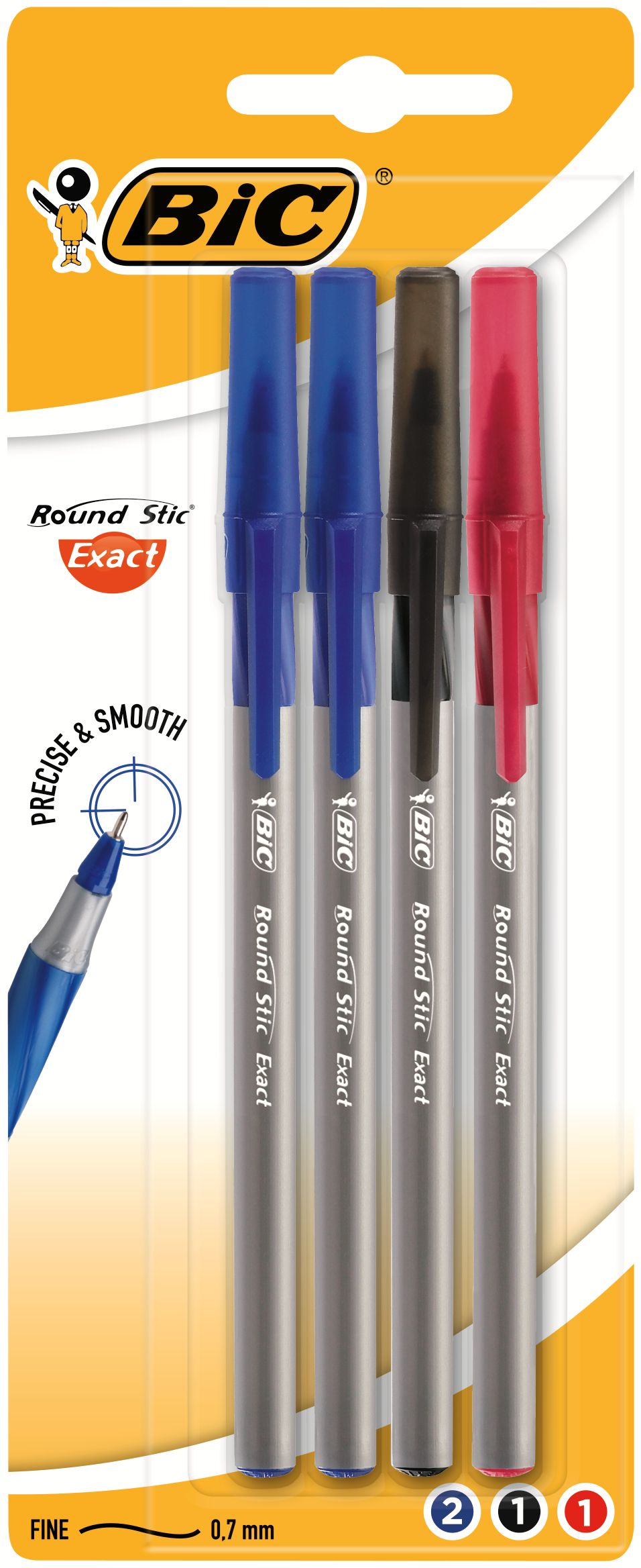 Buy Bic Bic Round Stick Exact Blister x 4 Pcs Online in UAE | Talabat UAE